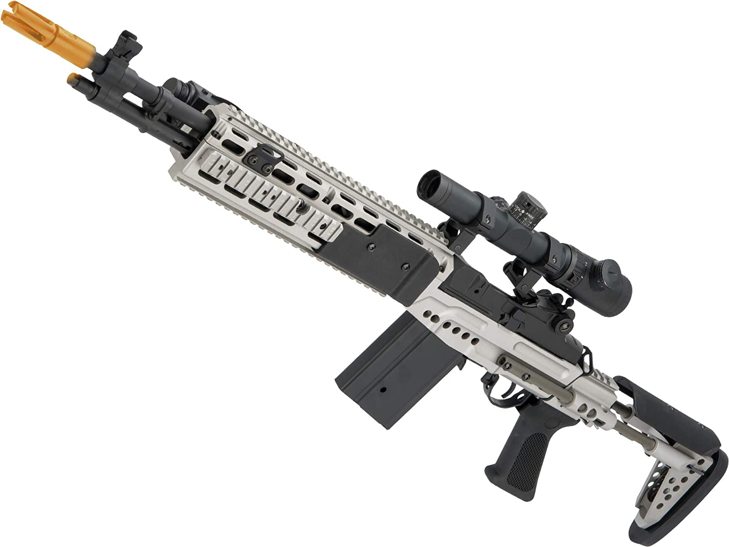 CYMA Sport Full Metal M14 EBR DMR AEG Airsoft Rifle w/ EBR Stock - Sil ...