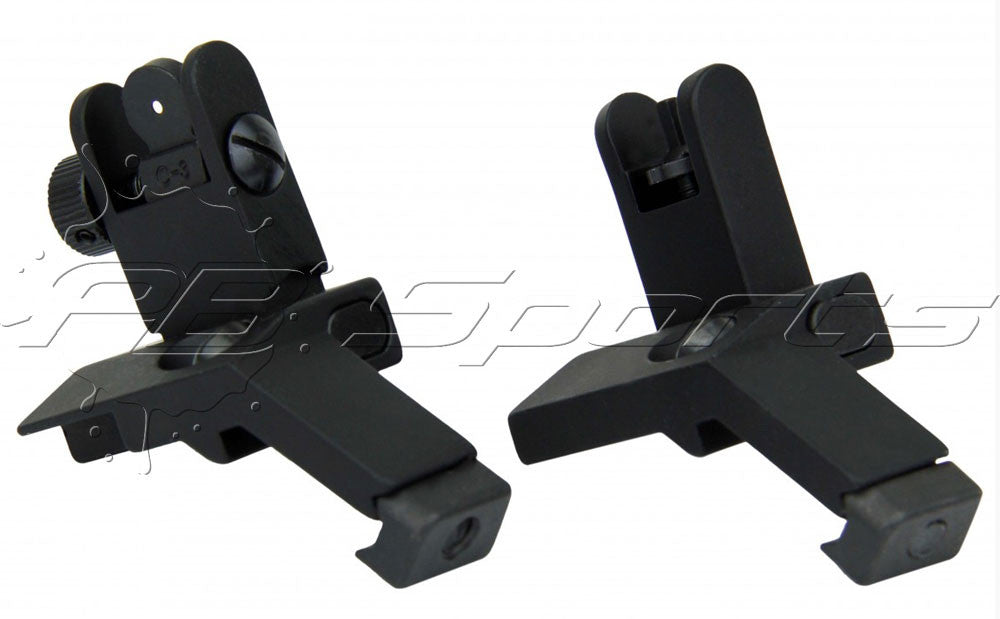TacFire Front & Rear 45 Degree Spring Loaded Airsoft Flip-Up Iron Sigh ...