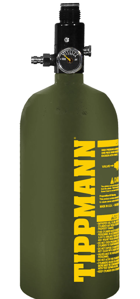 Tippmann 48ci 3000psi Aluminum HPA Paintball Tank - Olive w/ Yellow Lo
