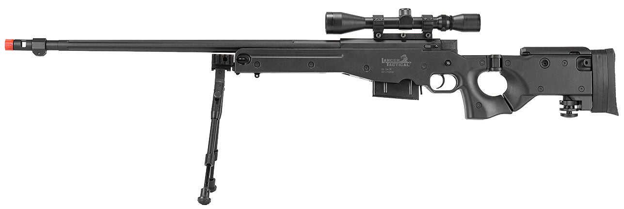 AWP Gas Powered Bolt Action Airsoft Rifle w/ Scope & Bi-pod - Black ...