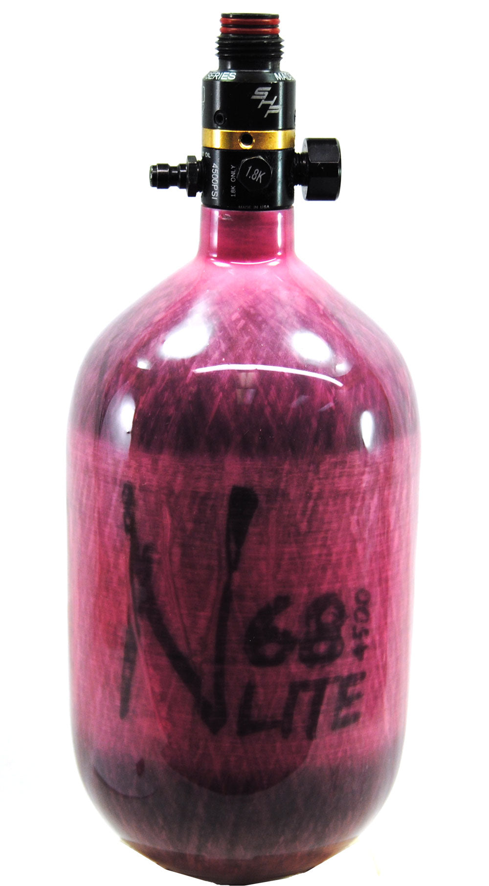 Ninja 68ci 4500psi HPA Tank - Translucent Pink - Pro V2 SHP Regulator ...